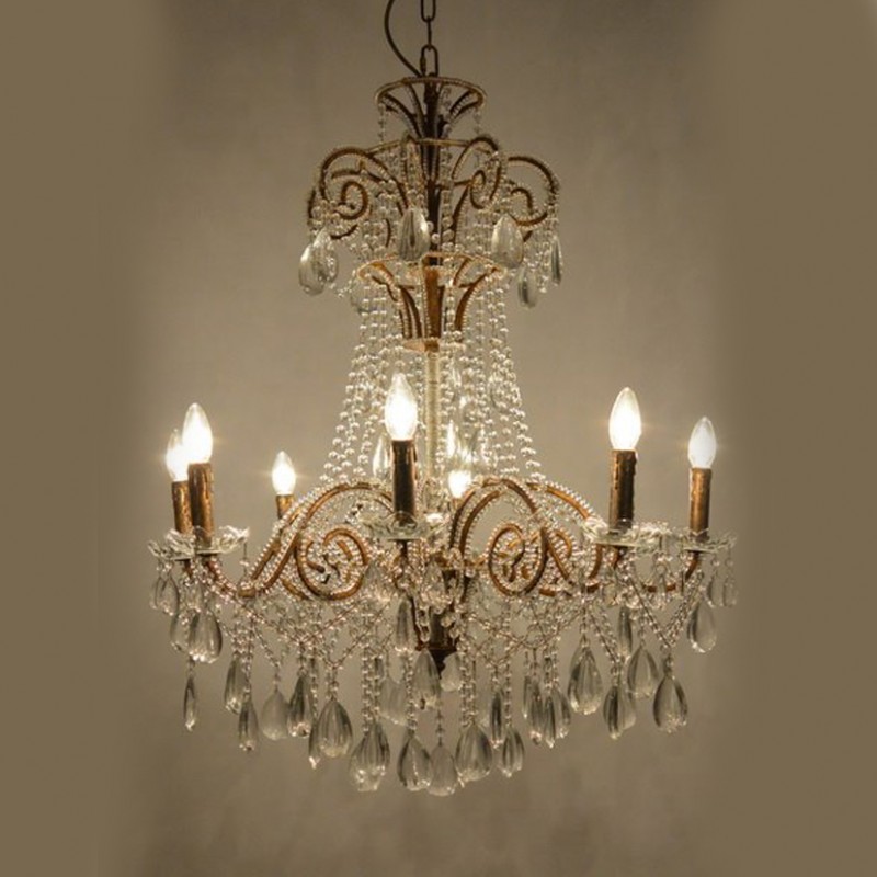 LAMPADARIO 8LUCI D78 H98 cm-trasp/silver | RD8802-8 | lampade lampadari ...